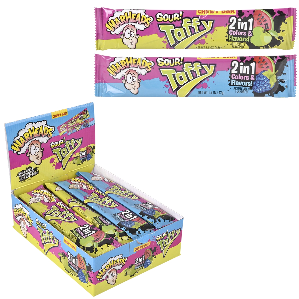 Warheads 2-In-1 Taffy Bar (24 Cnt)