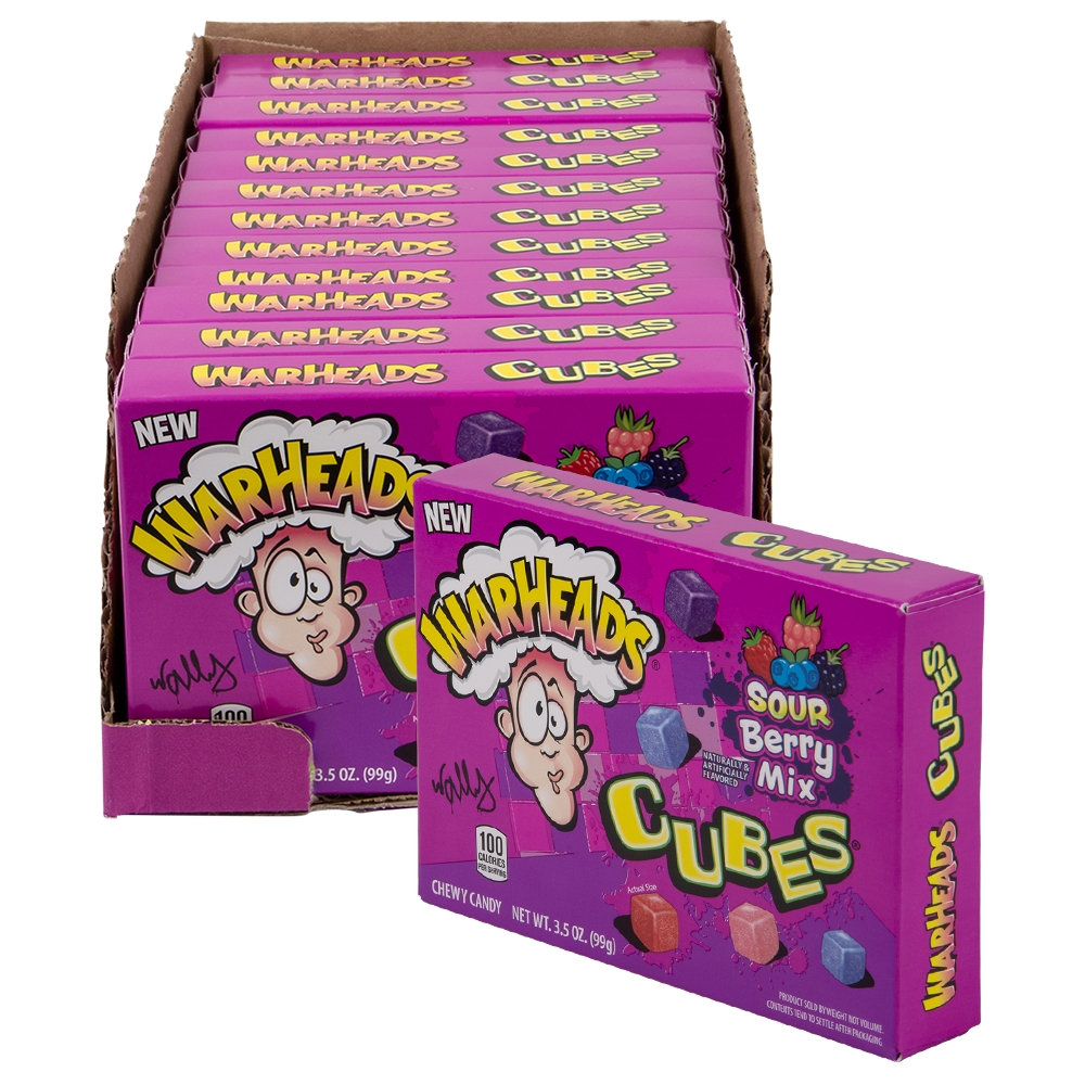 Warheads Sour Berry Mix Cubes 3.4oz Theater Box (12ea/Cs)