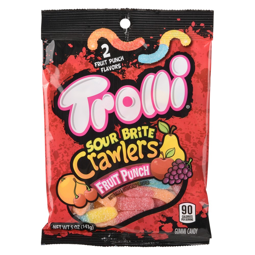 Trolli Sour Brite Crawlers Fruit Punch 5oz Peg Bag
