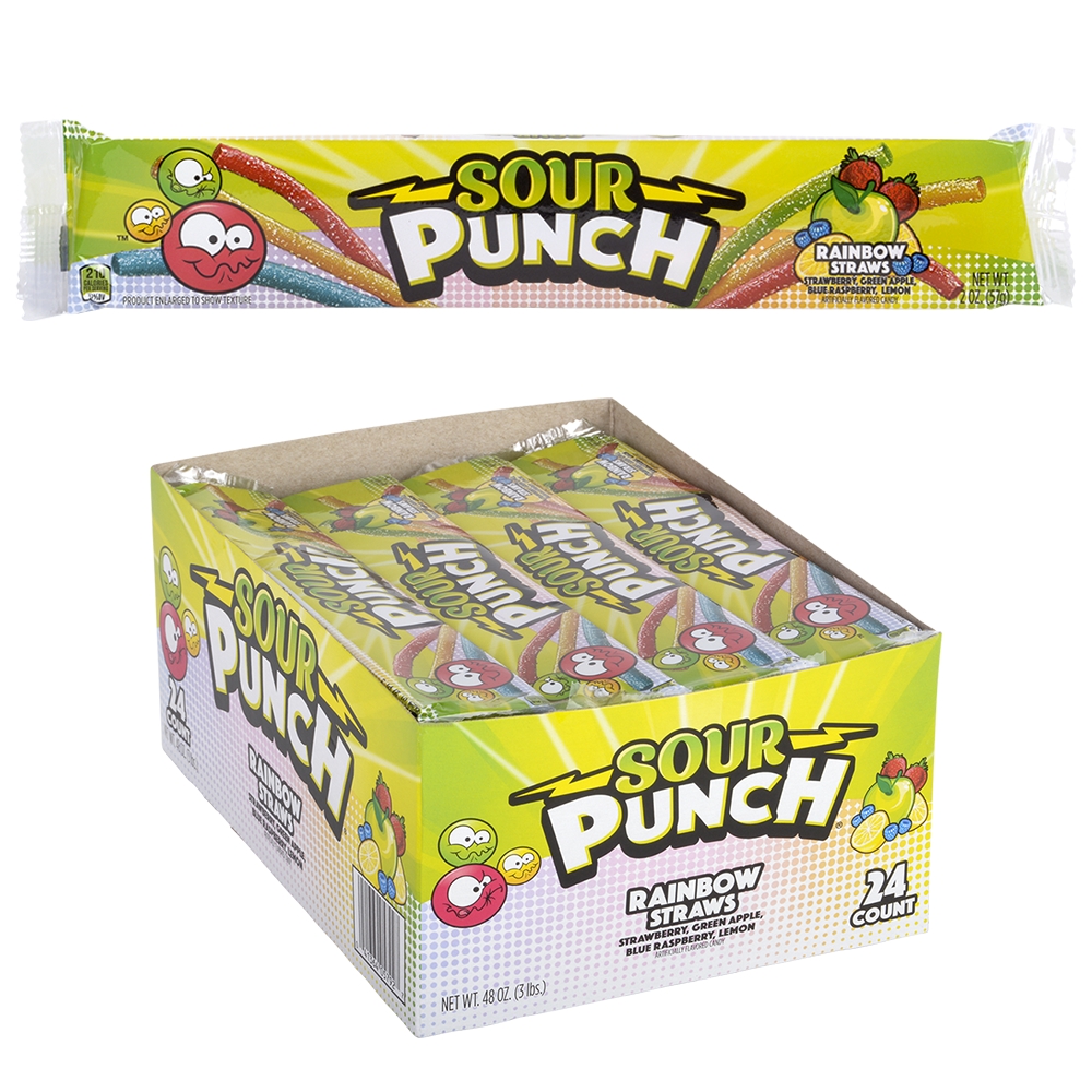 Sour Punch Straws - Rainbow (24 Cnt)