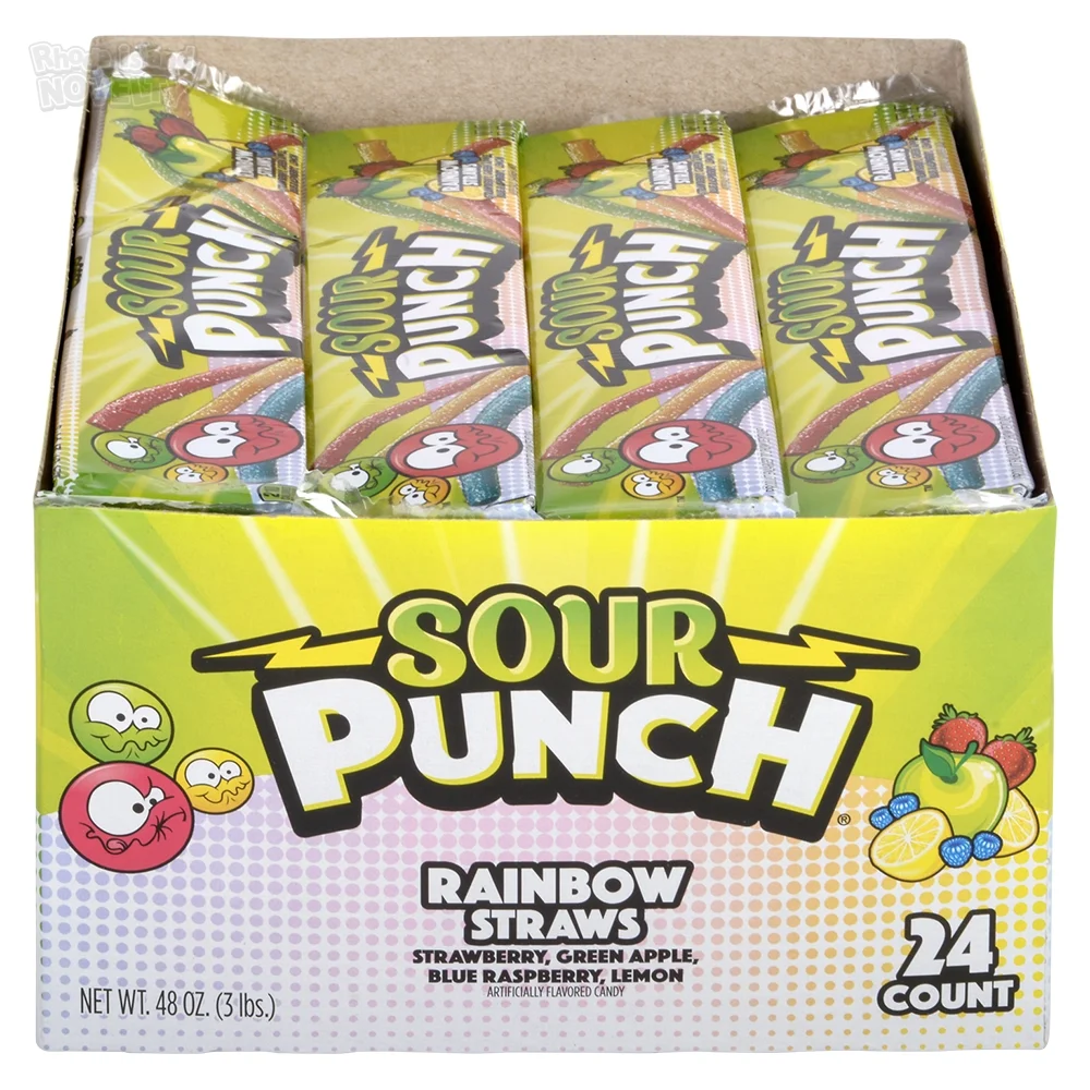 Sour Punch Straws - Rainbow (24 Cnt)