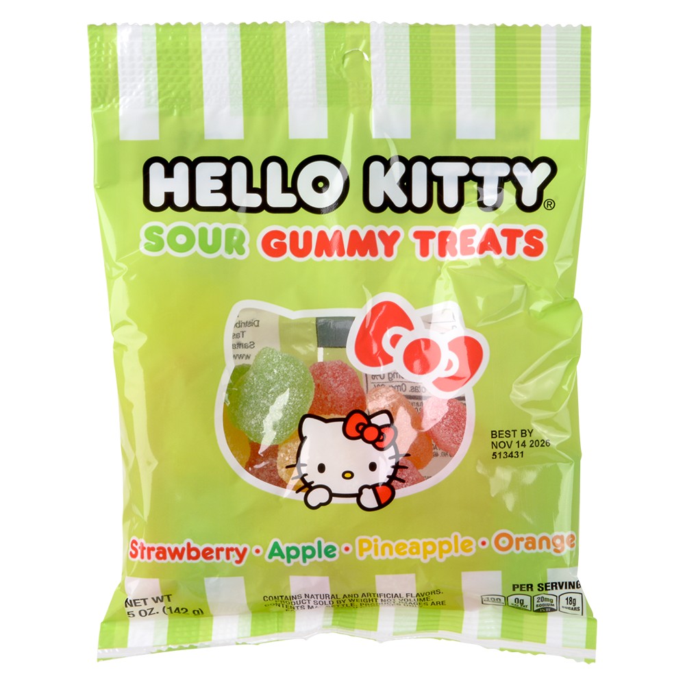 Hello Kitty Sour Gummi Treats Peg Bag 5 oz (12ea/Case)