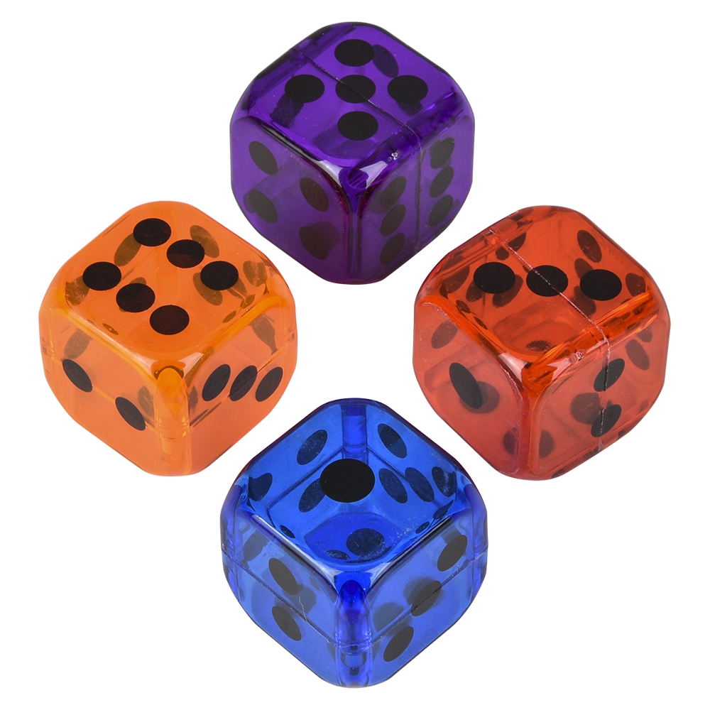 Hot Color Transparent Plastic Dice (4 Asst.) 1"