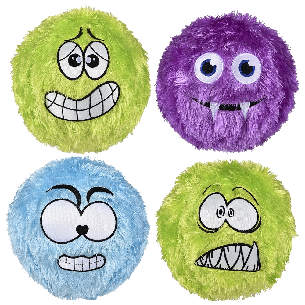 Crazy Face Fabric Covered Fuzzy Ball (4 Asst.) 9"