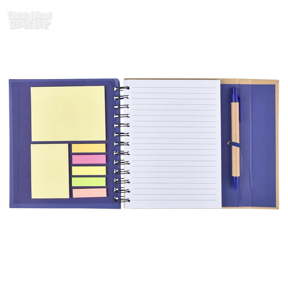 Deluxe Recycle Notebook W/ Pen And Sticky Notes (2 Asst)