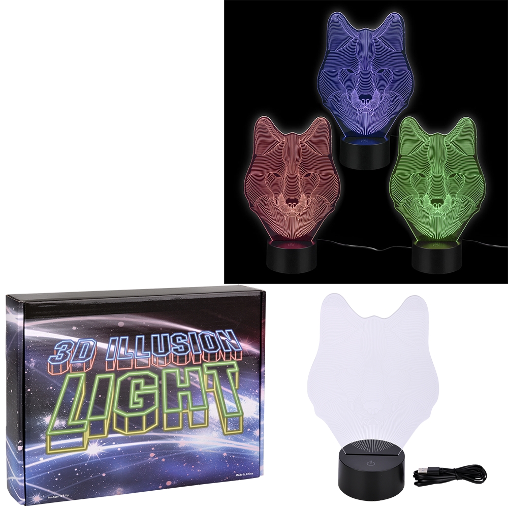 3D Illusion Color Changing Light - Wolf 10"