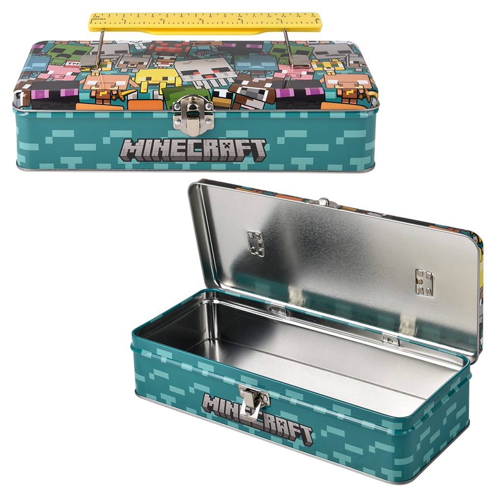 Minecraft Storage Tin W/Ruler Handle 9"